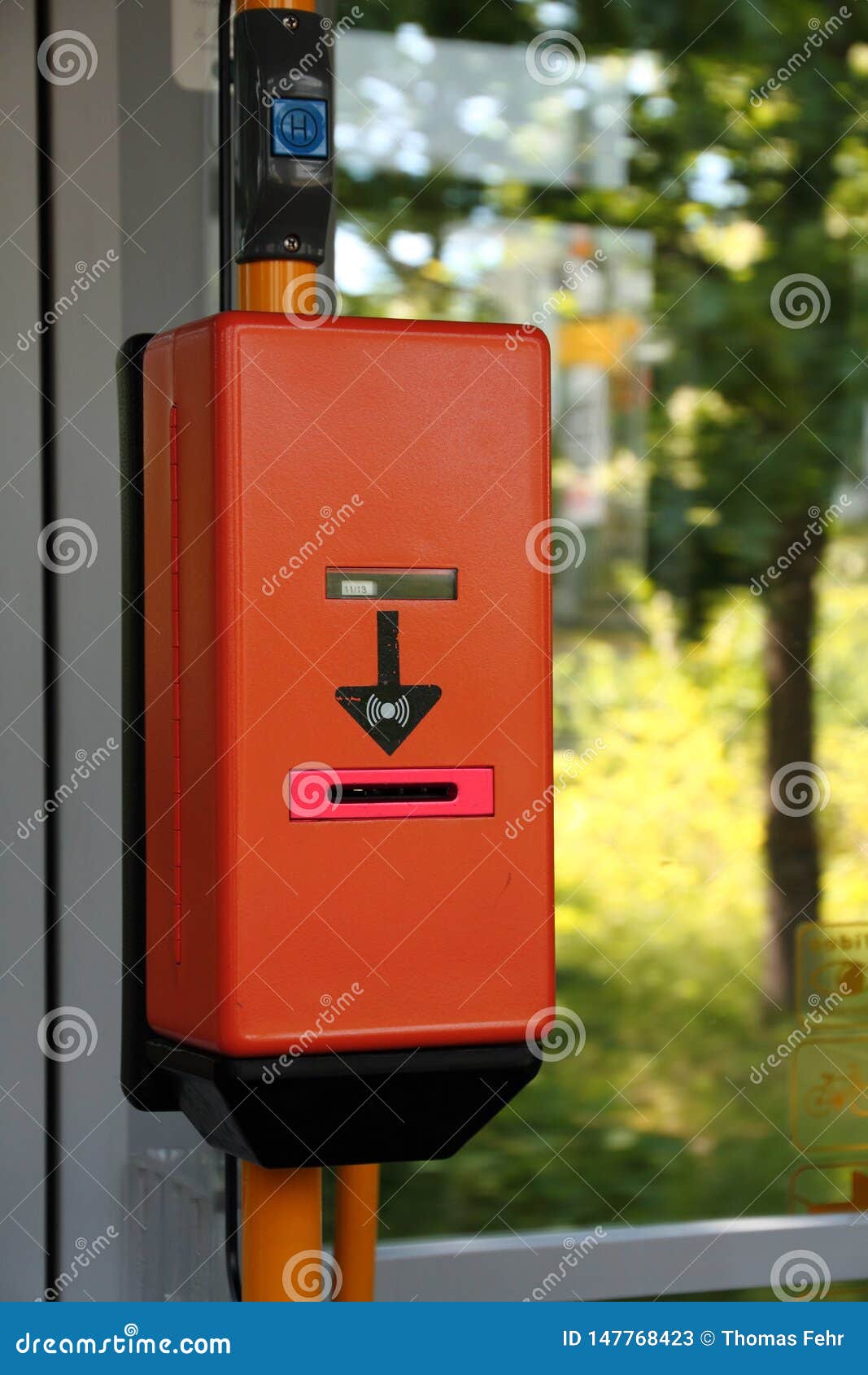 Ticket validation machine stock image. Image of train - 147768423