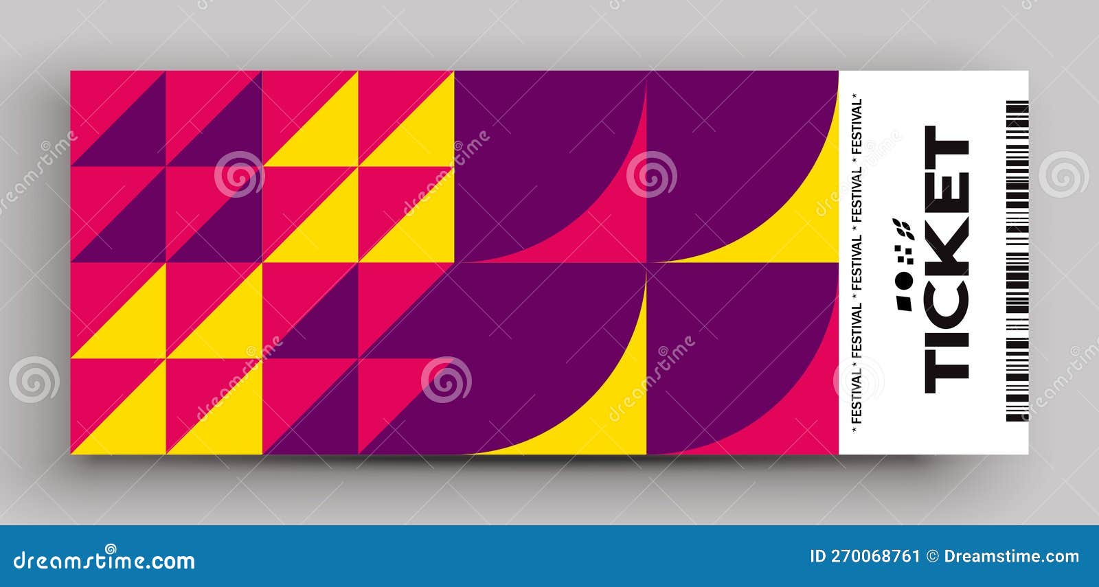 Ticket Vector Template Layout with Abstract Pattern Design Graphics Made with Simple Shapes and ...