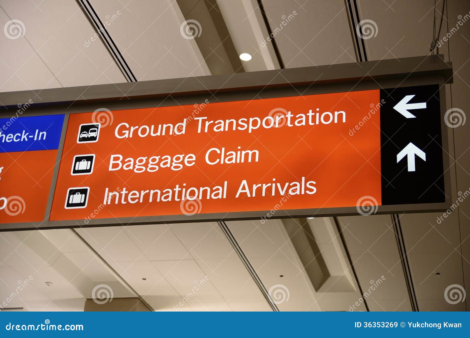 Ticketing, Check-in, and Passenger Pick-up Sign Stock Image - Image of ...