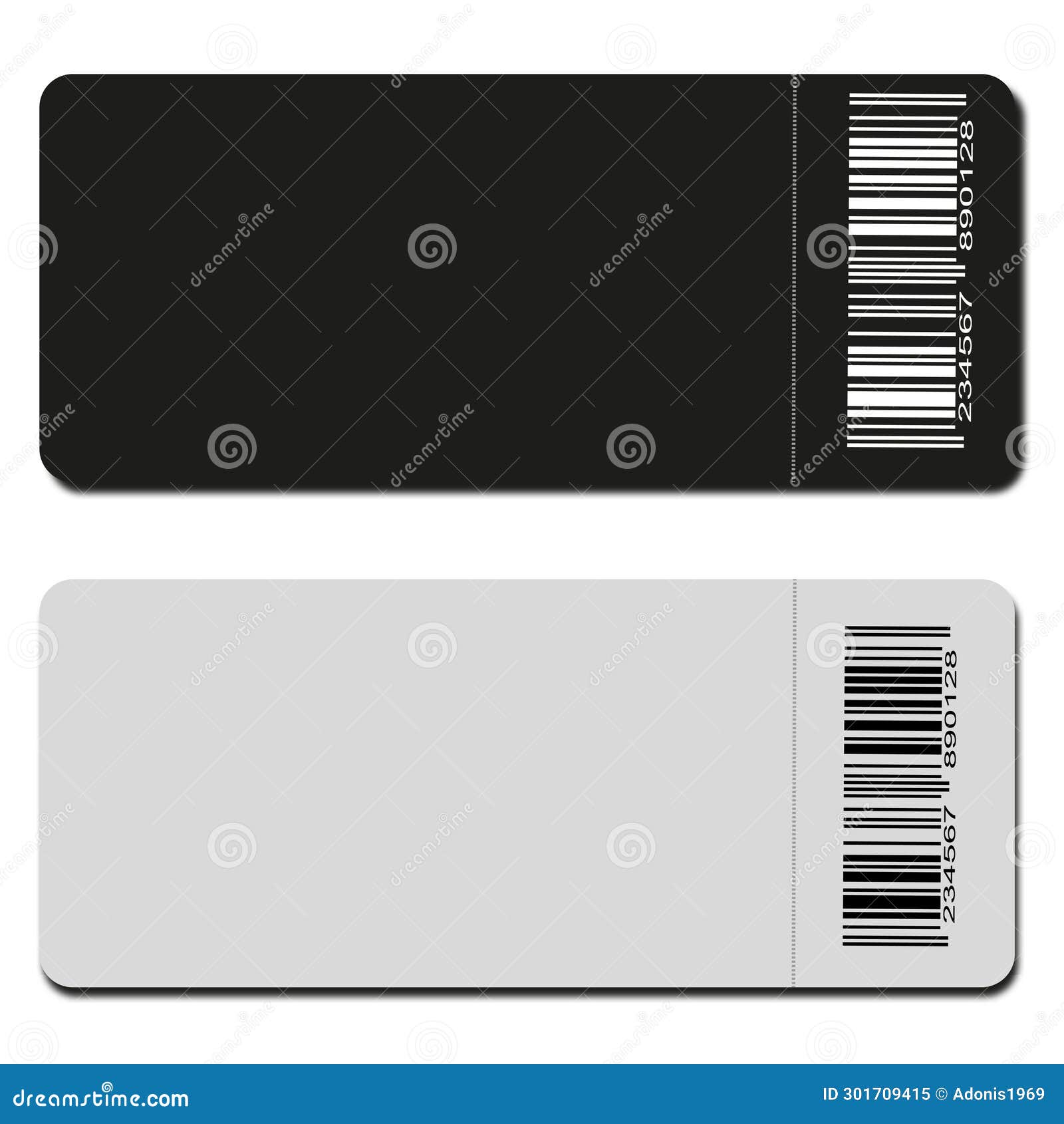 Barcoded Ticket Mockup. Realistic White Blank Paper Cartoon Vector ...