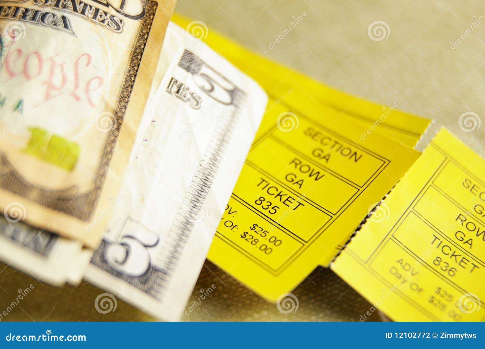Tickets and cash stock photo. Image of cinema, ticket - 12102772