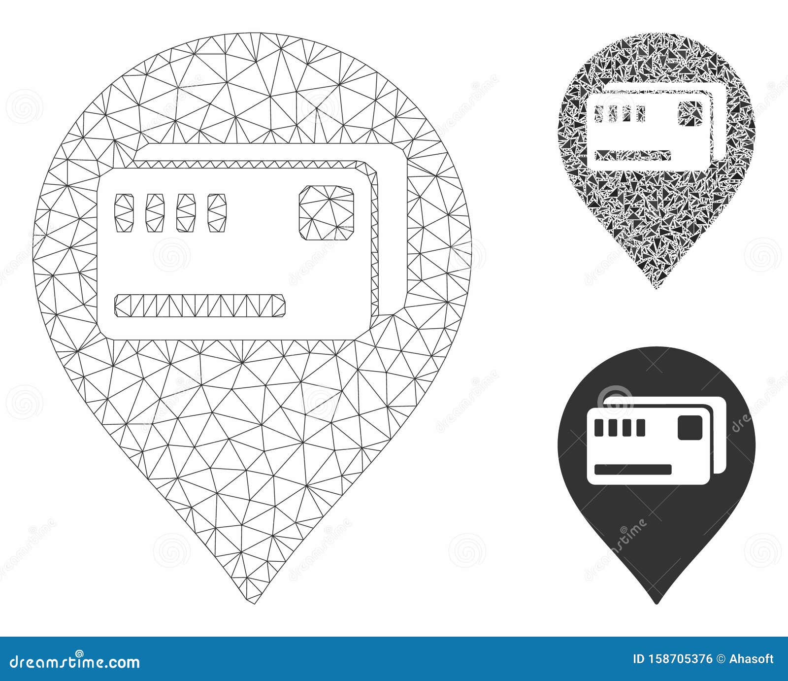 Tickets Map Marker Vector Mesh Network Model and Triangle Mosaic Icon ...