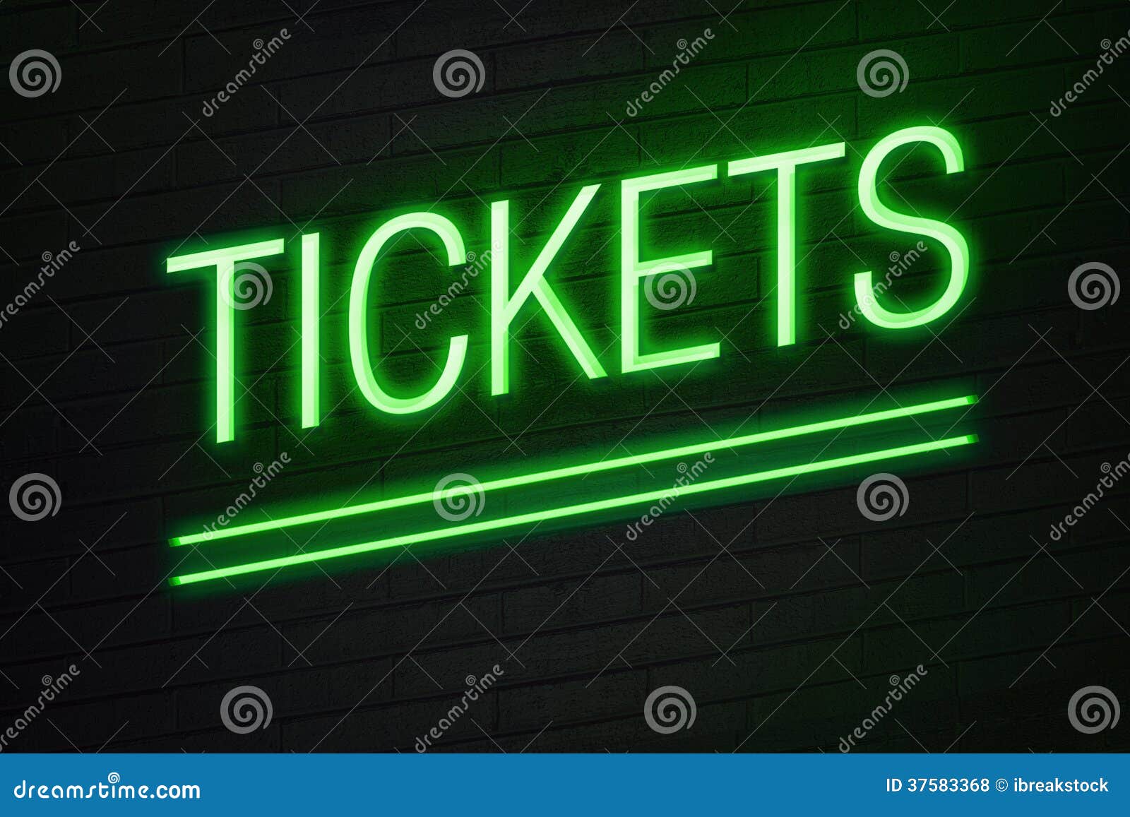 Tickets neon sign on wall stock illustration. Illustration of ...