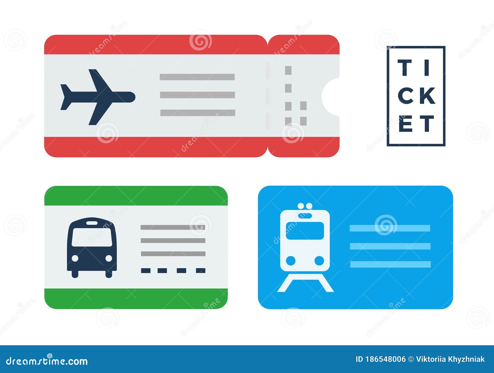 Tickets for Public Transport Vector Flat Isolated Stock Vector ...