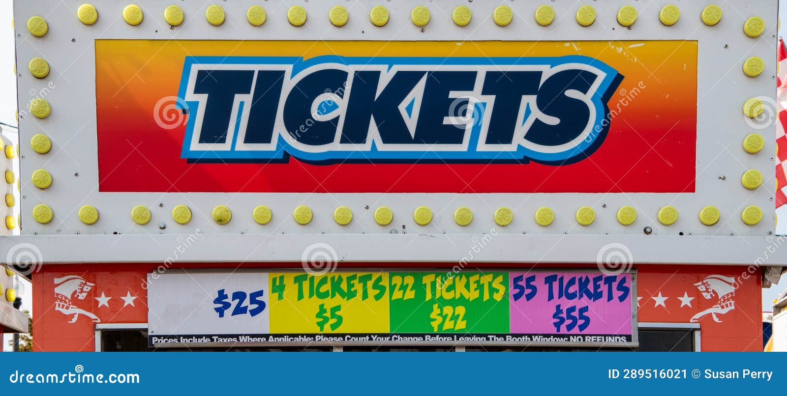 Tickets Sign with Yellow Light Stock Image - Image of food, vehicle ...