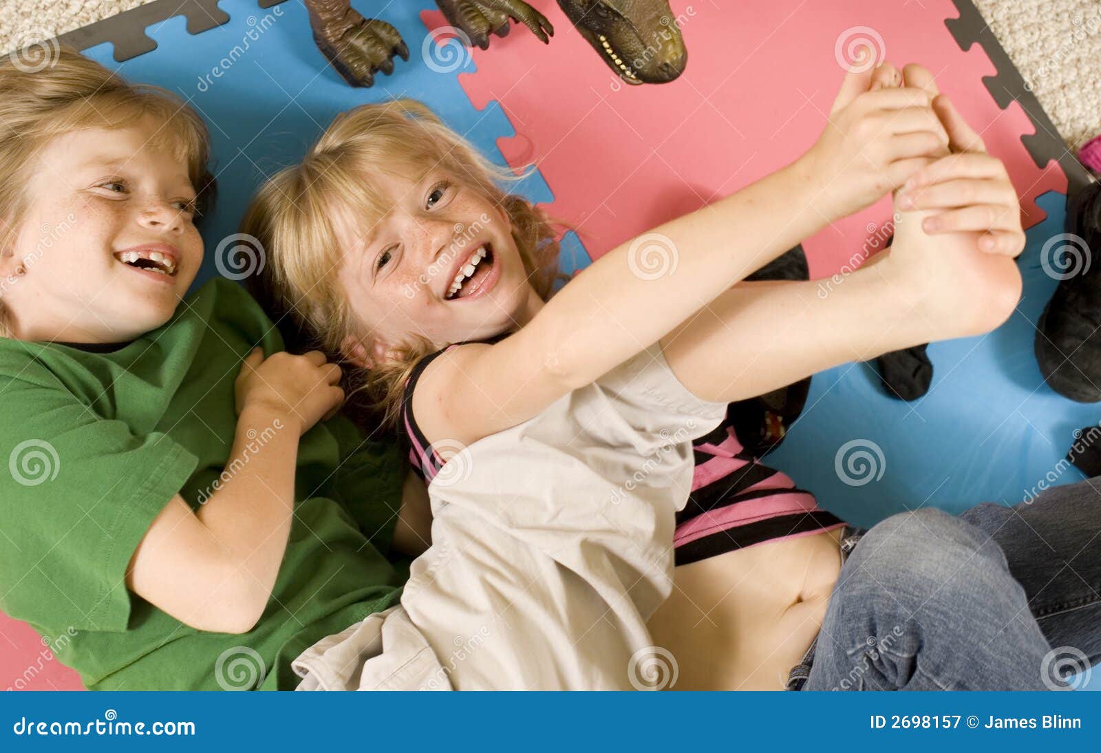 Tickling! stock image. Image of child, blonde, fond, friendly - 2698157