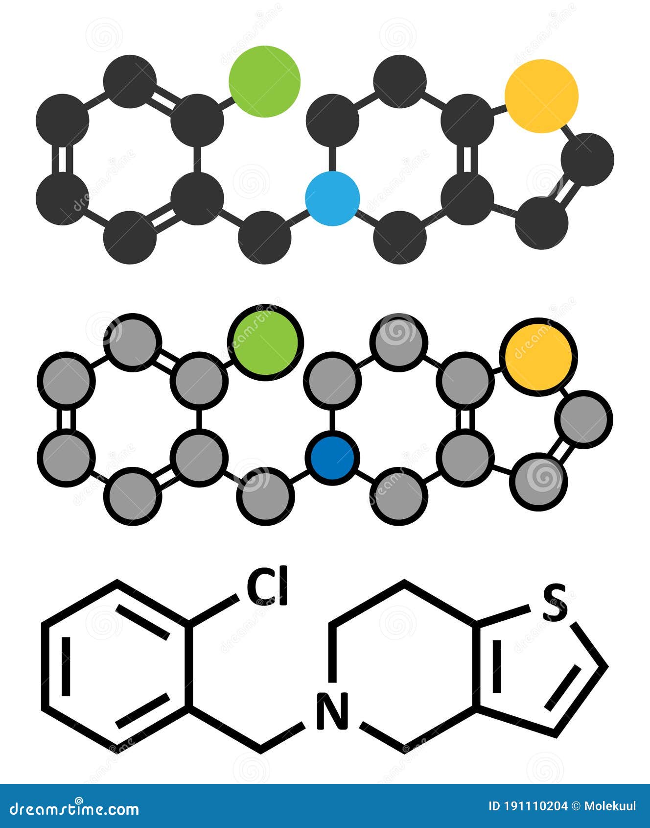 Ticlopidine Antiplatelet Drug Molecule. Stock Vector - Illustration of ...