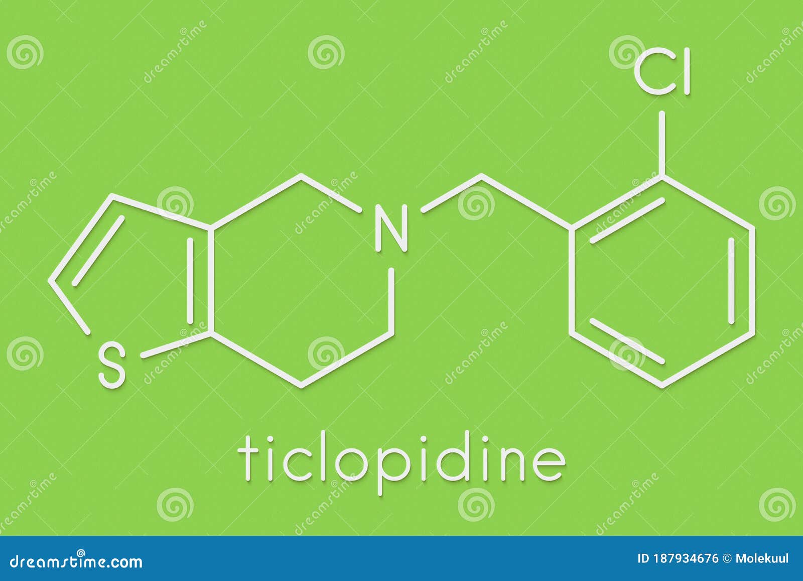 Ticlopidine Antiplatelet Drug Molecule. Skeletal Formula. Stock ...