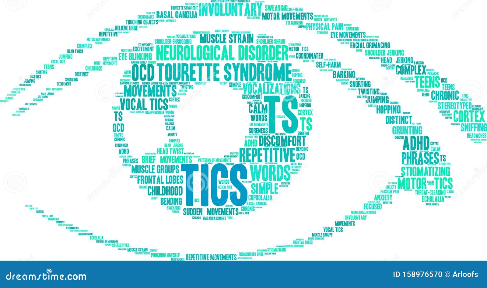 Tics Word Cloud stock vector. Illustration of movements - 158976570