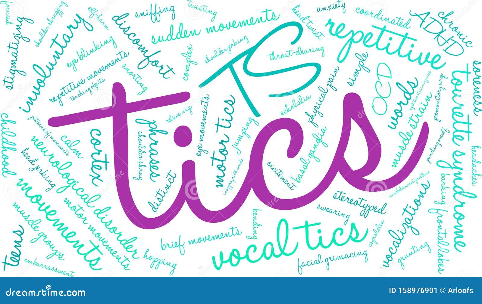 Tics Word Cloud stock vector. Illustration of muscle - 158976901