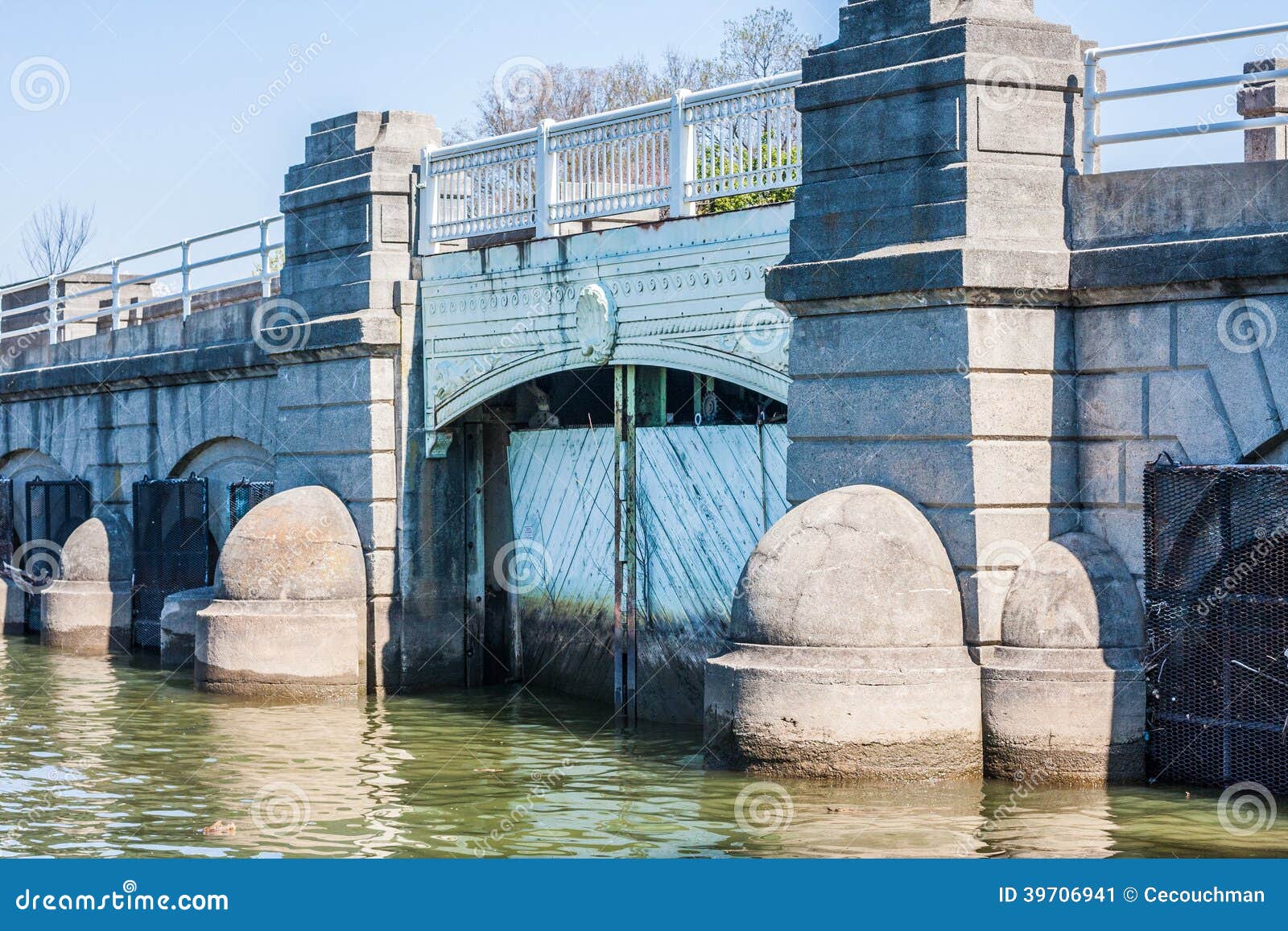 Tidal Basin Bridge Gate stock image. Image of wood, concrete - 39706941