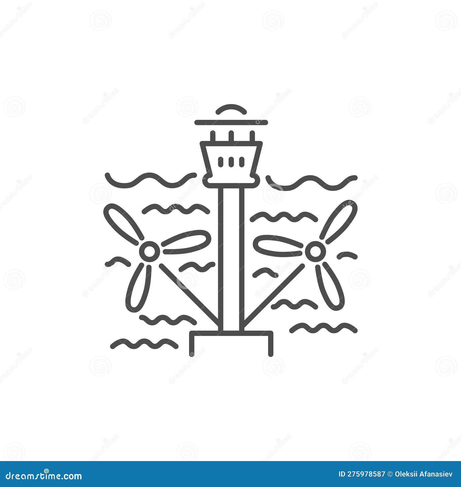 Tidal Energy Related Vector Linear Icon Stock Vector - Illustration of ...