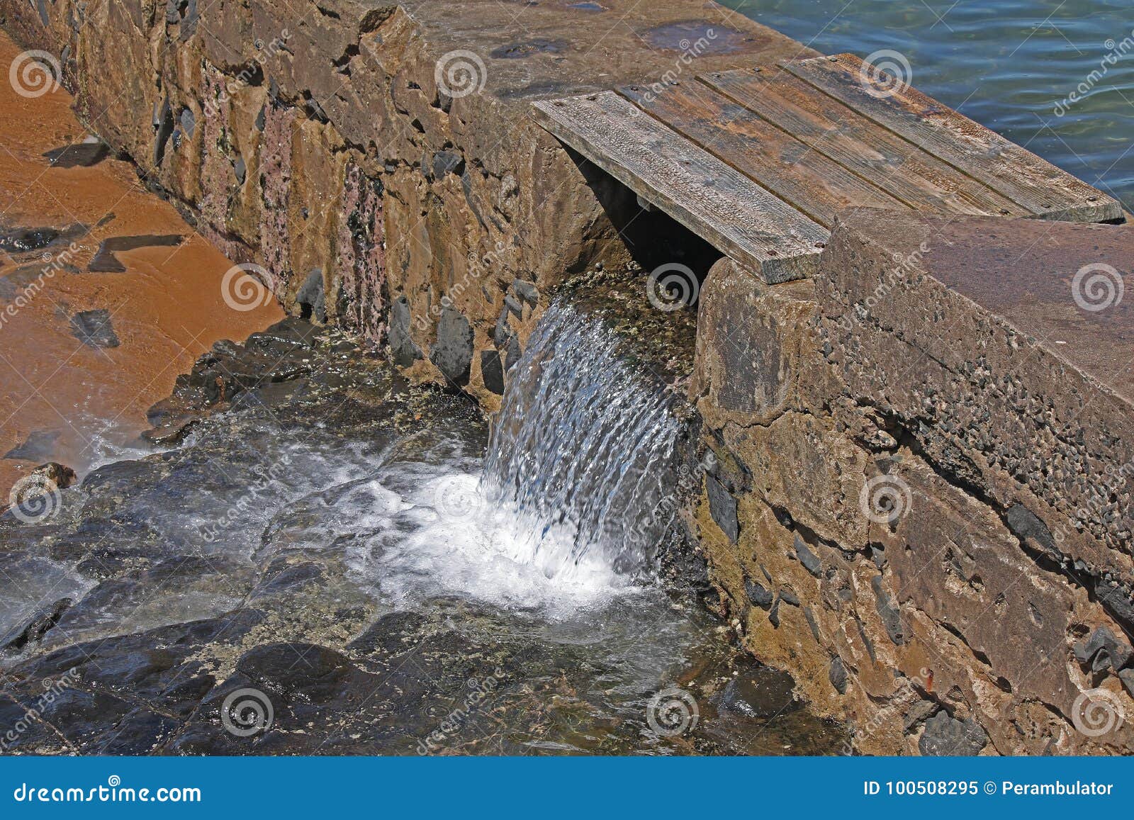 Overflowing Outlet Valve Of A Concrete Circular Tank Constructed In The ...