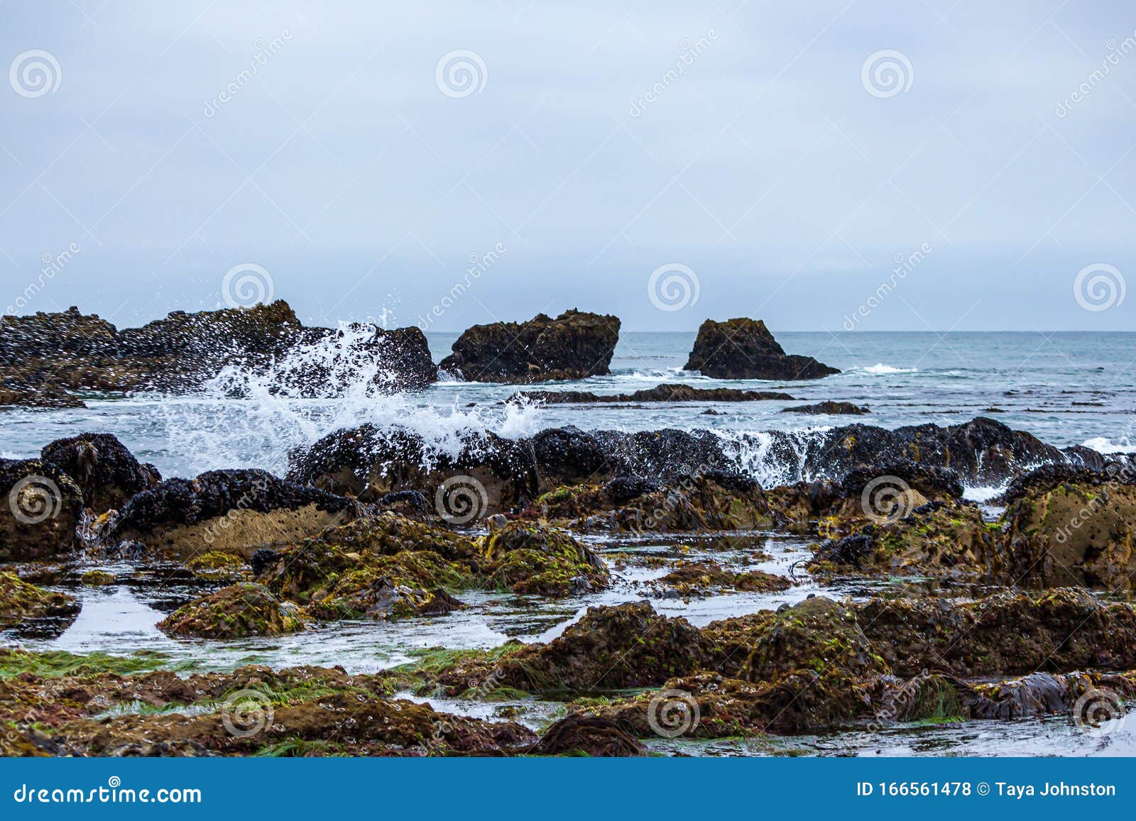 Tidal Pools with Ocean Waves Crashing Over Rocks Stock Photo - Image of ...