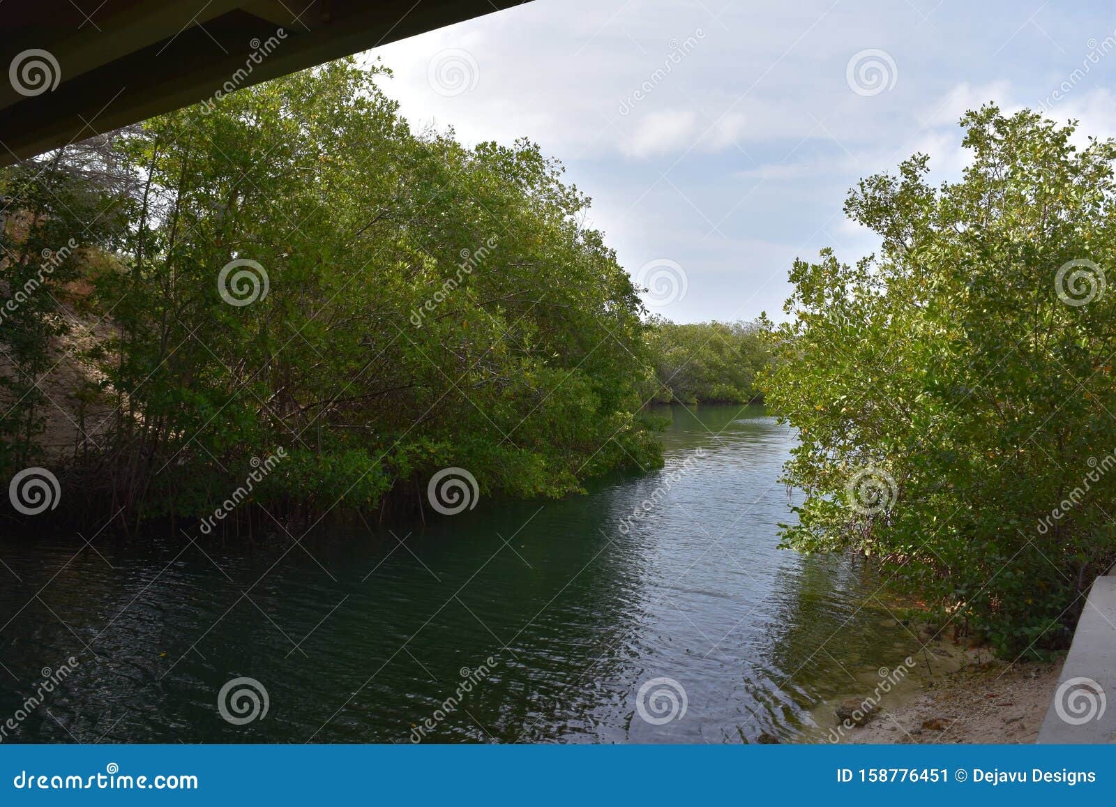 Tidal River of the Spanish Lagoon Flowing Under a Bridge Stock Image ...