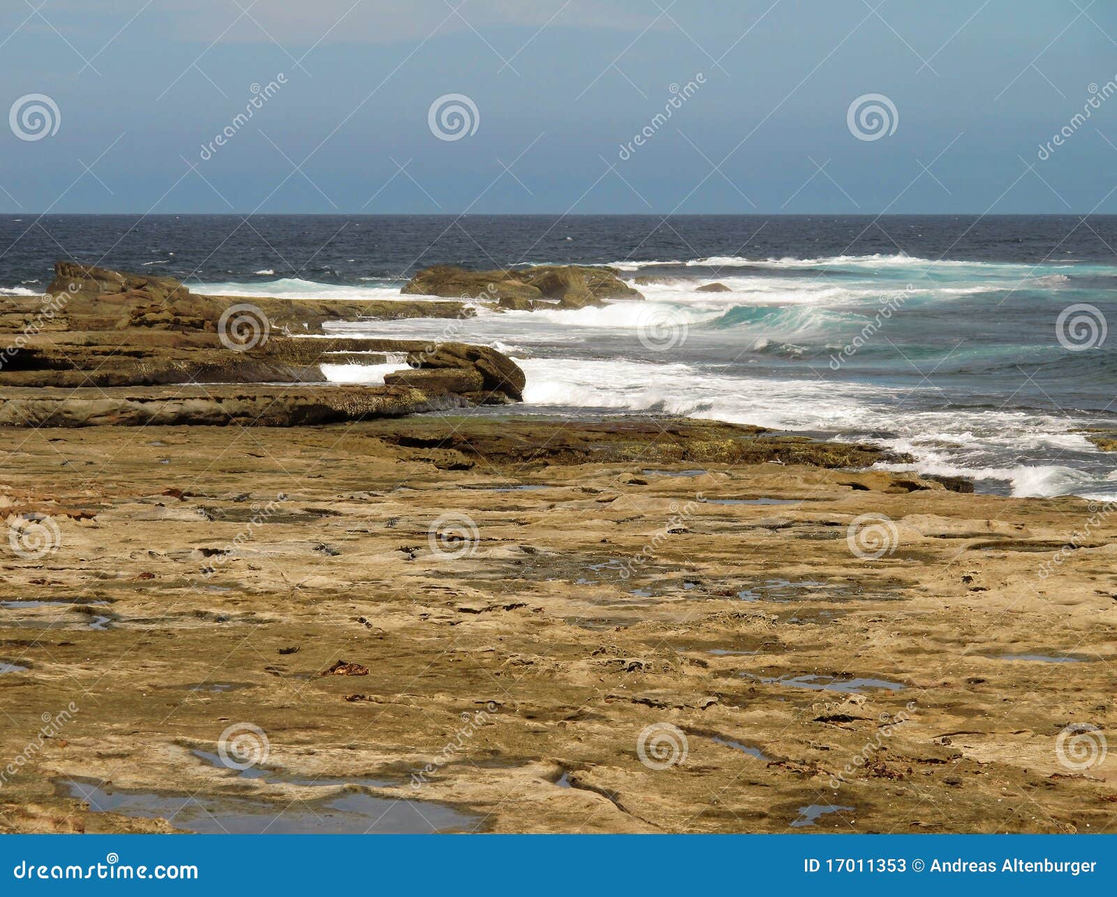 Tidal Rock Platform Open Ocean and Waves Stock Image - Image of island ...
