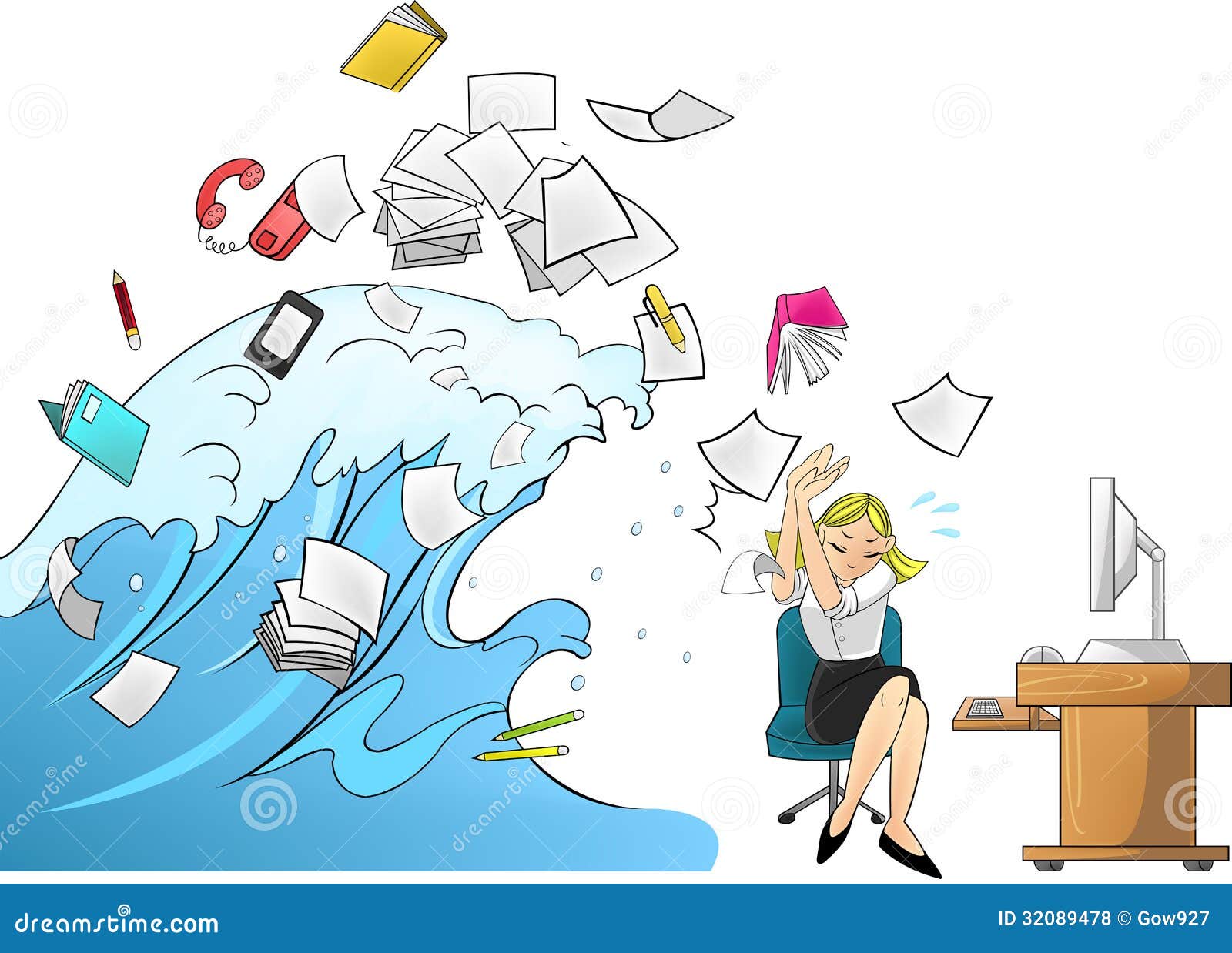 Tidal Wave of Work - Woman Version Stock Vector - Illustration of ...