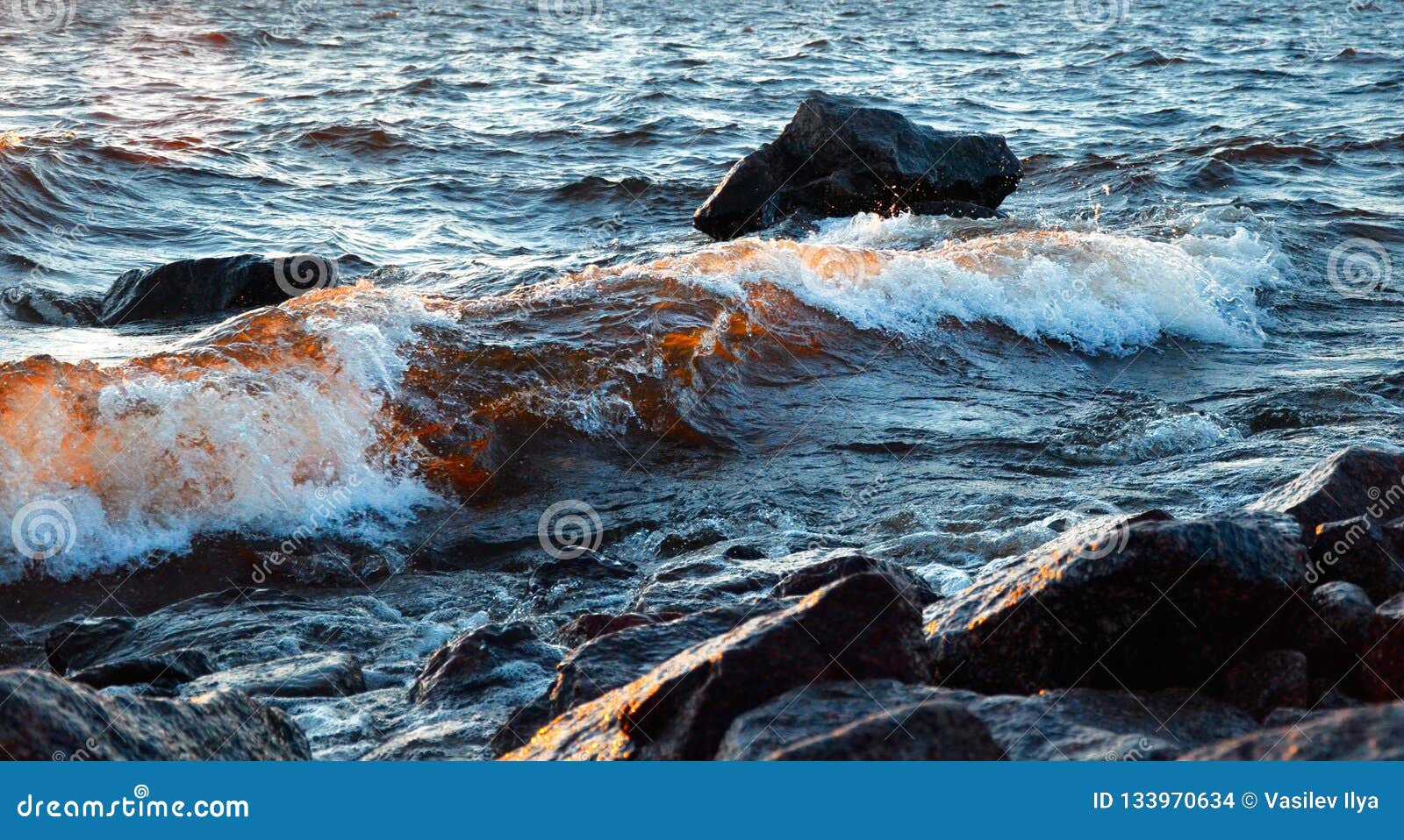 Tidal Waves Breaking on Coastal Rocks. Stock Photo - Image of coastline ...