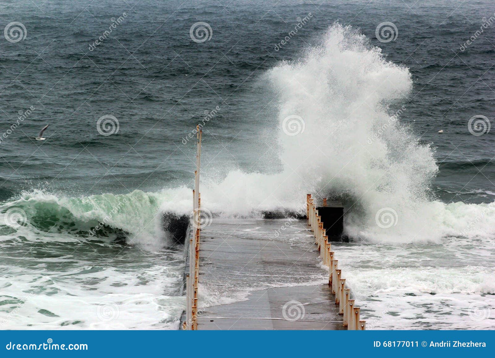 Tidal Waves Dashed the Pier during Sea Storm Stock Image - Image of ...