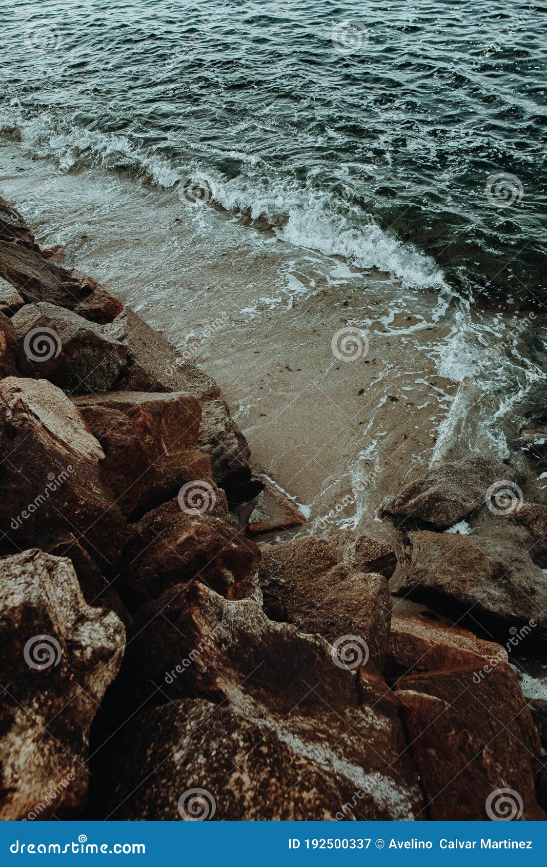 A Tide Going Back To the Sea in the Shore of the Spanish Coast Stock ...