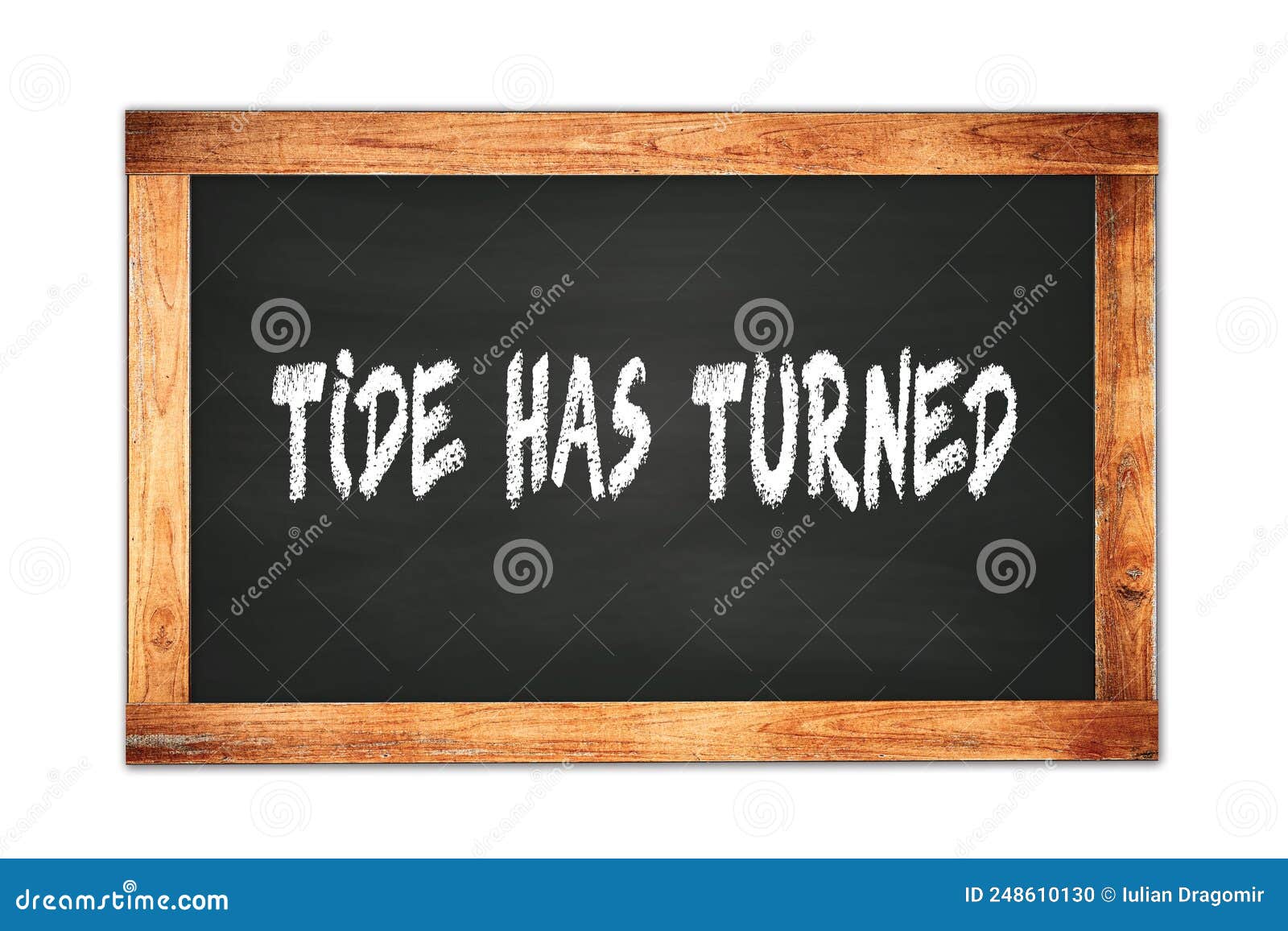 TIDE HAS TURNED Text Written on Wooden Frame School Blackboard Stock ...