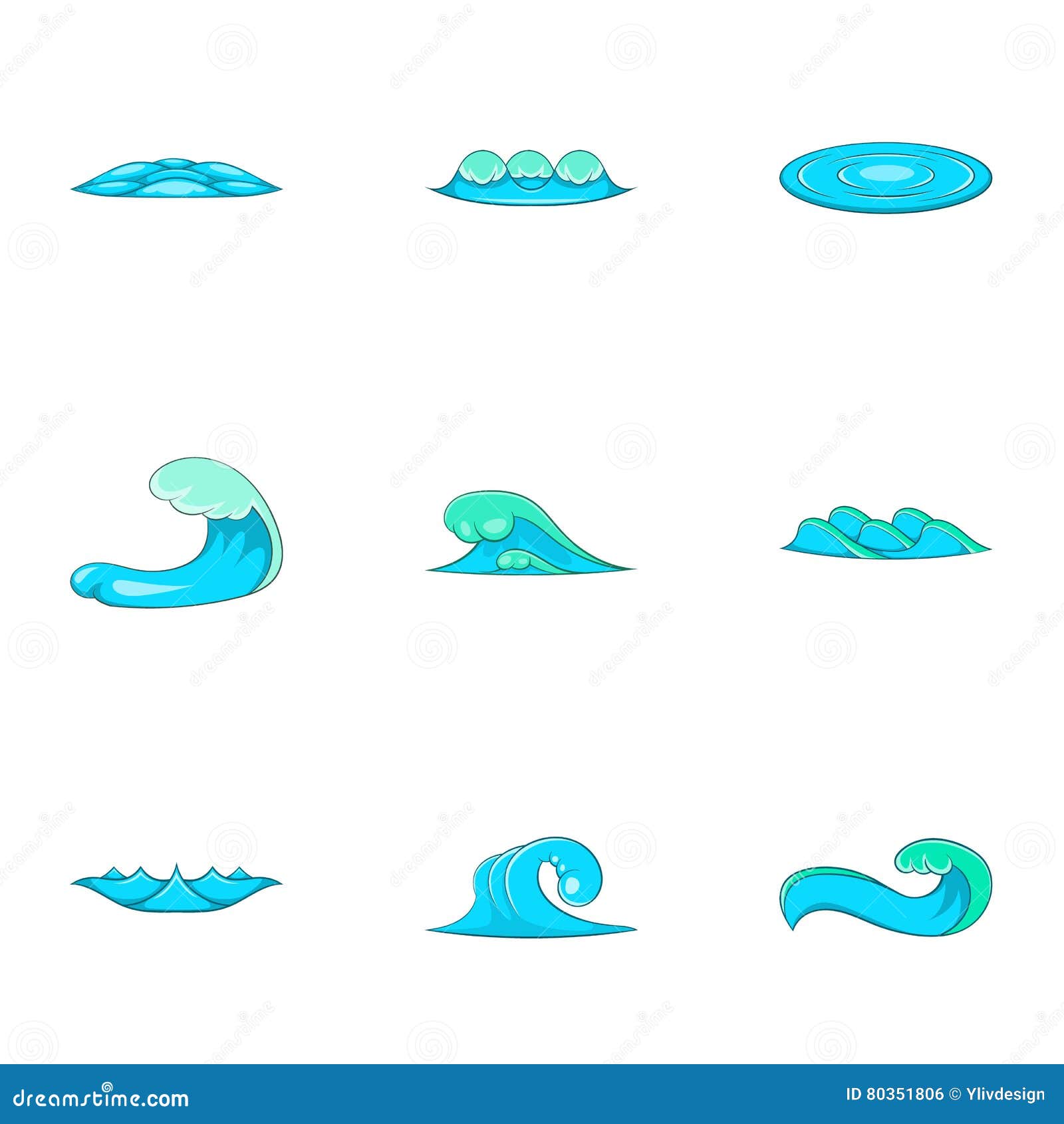 Tide Icons Set, Cartoon Style Stock Vector - Illustration of nature ...