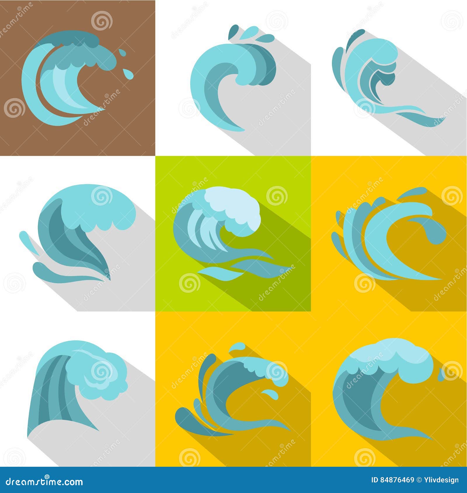 Tide icons set, flat style stock vector. Illustration of river - 84876469