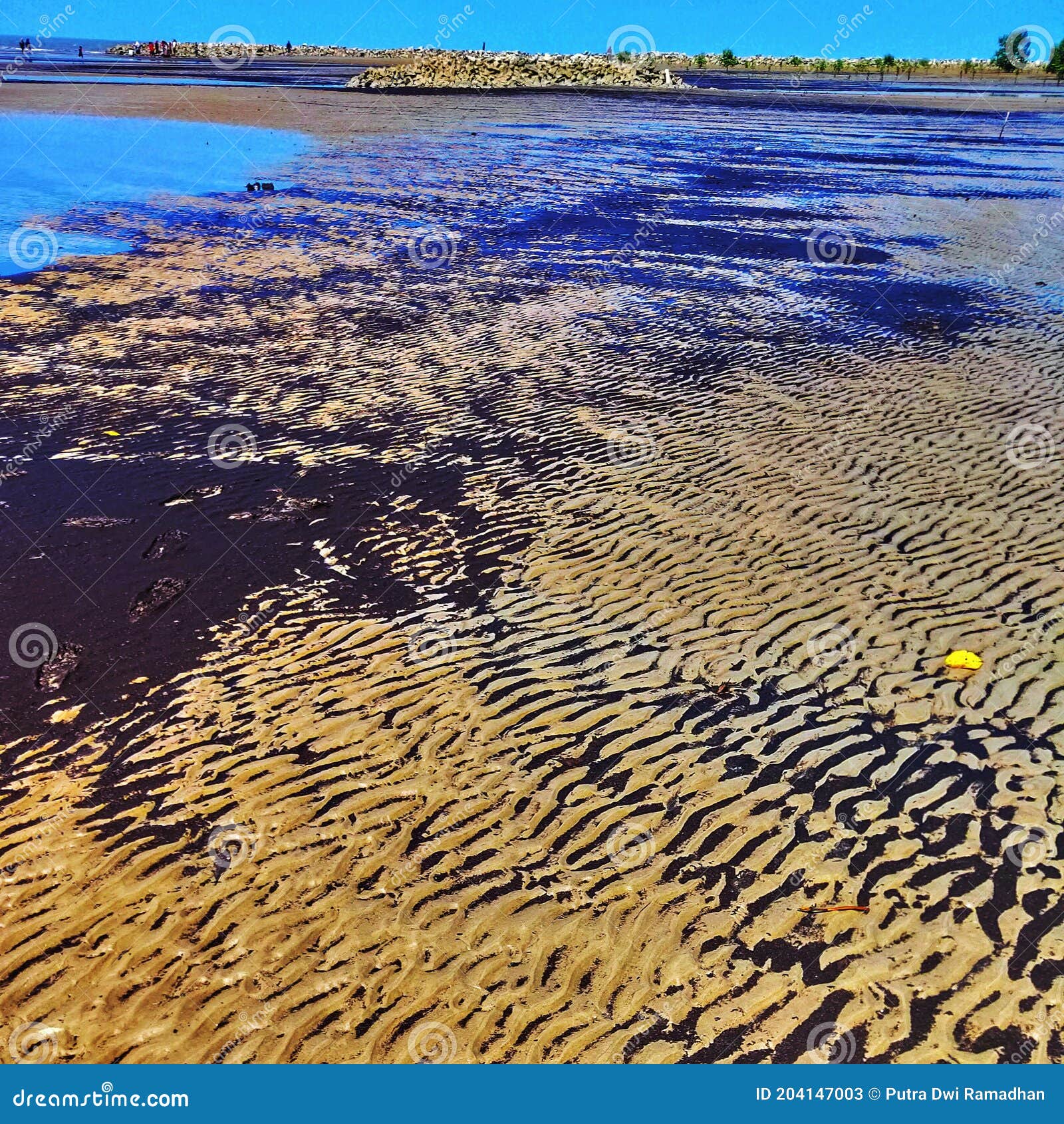 When the Tide is Low, we Can Walk on Fine Sand Stock Image - Image of ...