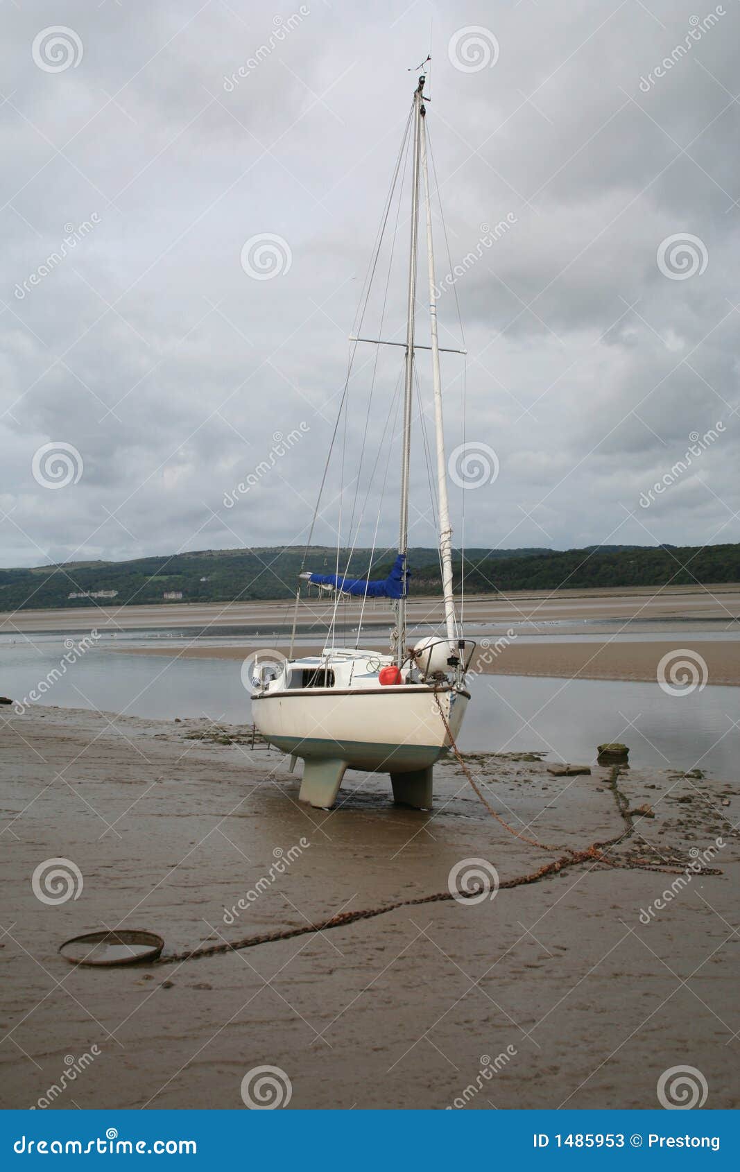 Tide is Out. stock image. Image of estuary, anchored, overcast - 1485953