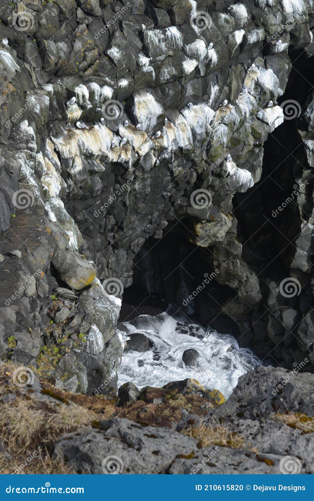 Tide Pool in a Cavern of Basalt Column Stones Stock Photo - Image of ...