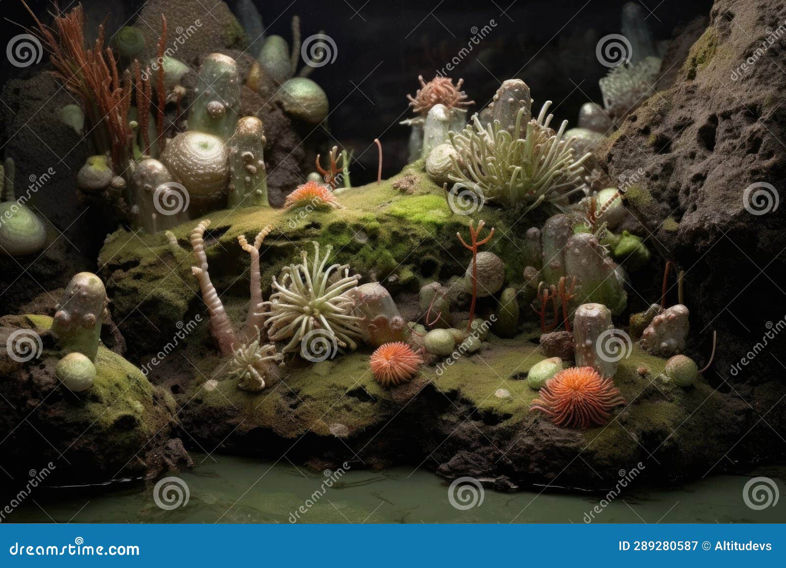 Tide Pool Ecosystem with Barnacles and Algae Stock Image - Image of ...