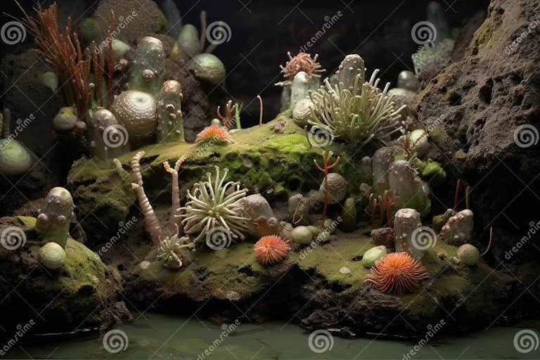 Tide Pool Ecosystem with Barnacles and Algae Stock Image - Image of ...