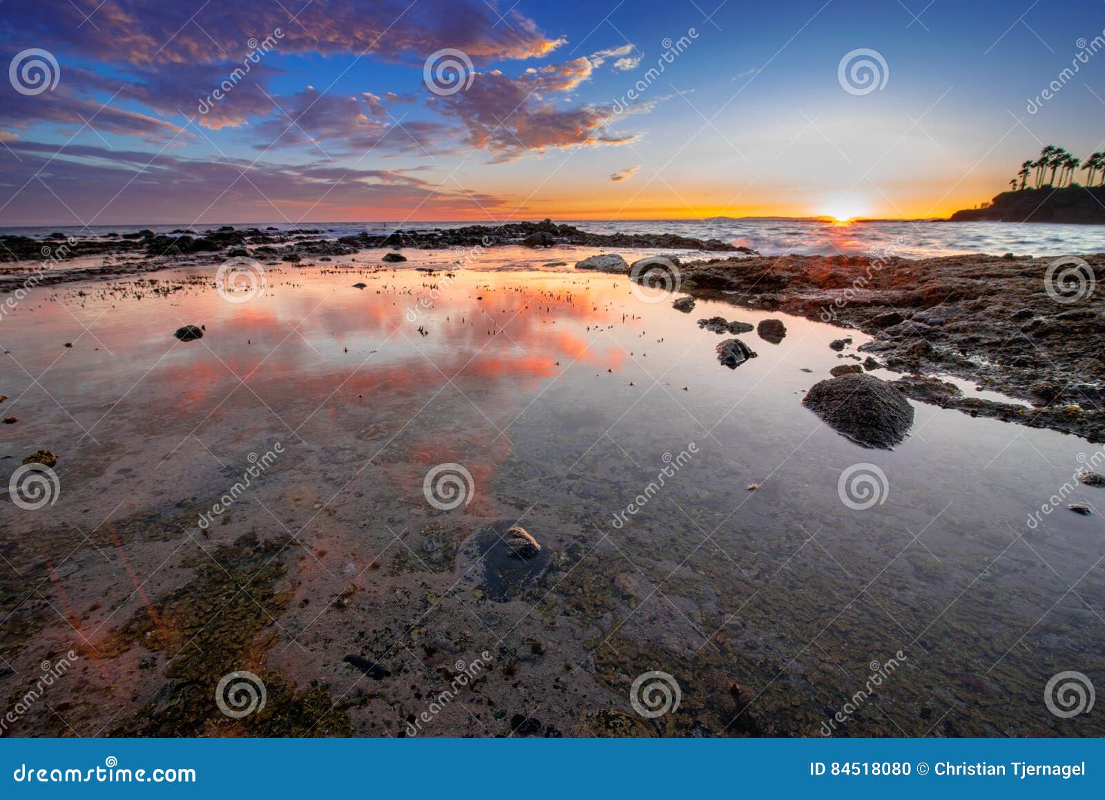 Tide Pool Reflection and Clouds in Laguna Beach, CA Stock Photo - Image ...