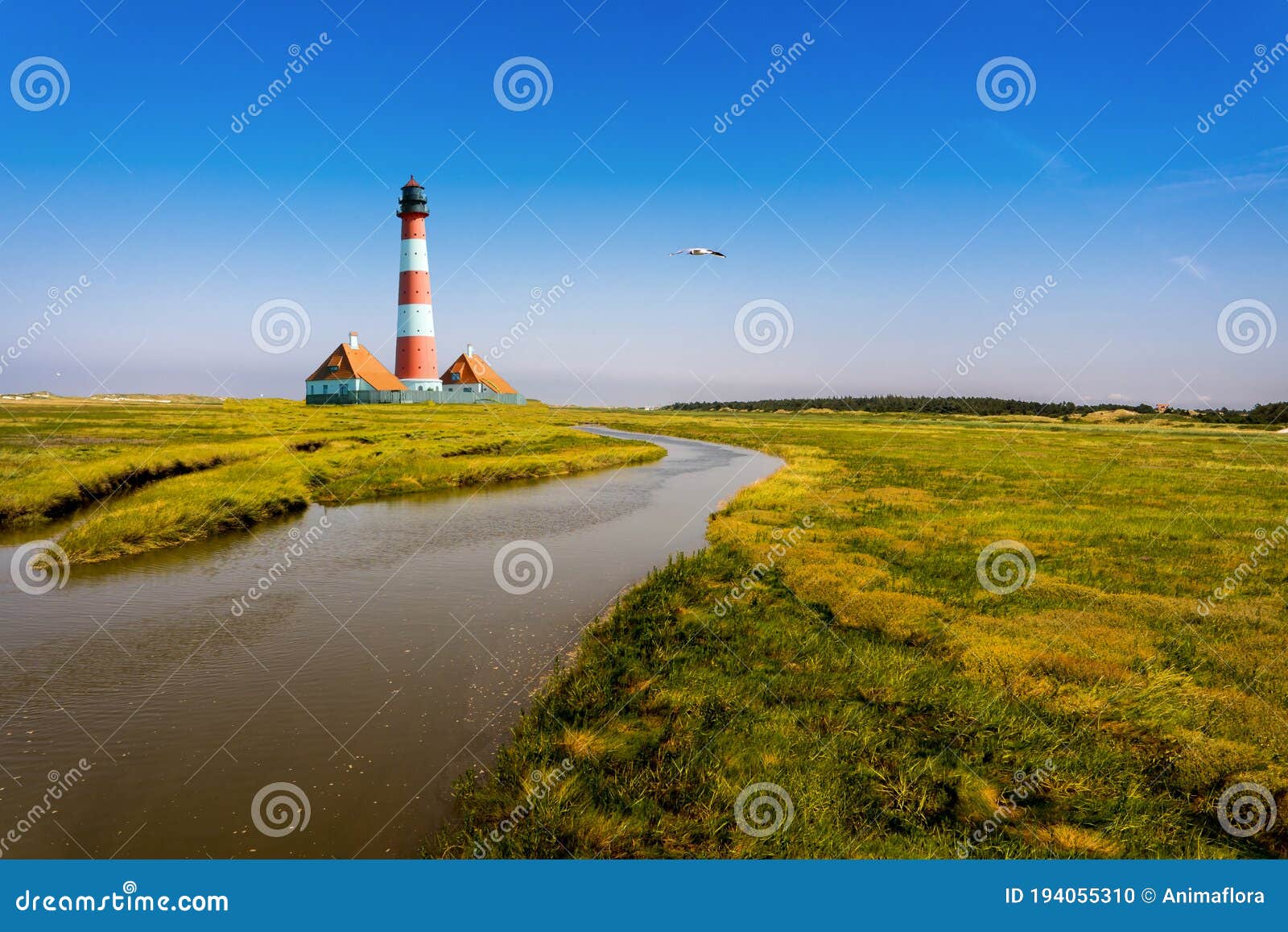 Westerhever Lighthouse Panorama Picture Image Stock Photo ...