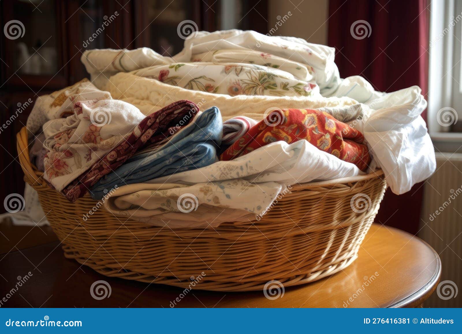 Tidy Basket of Freshly Laundered Linens, Ready for Use Stock ...