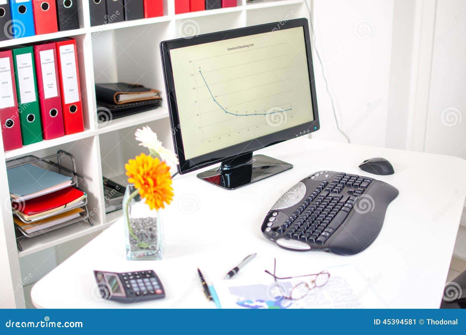 Tidy desk stock image. Image of technology, room, glasses - 45394581