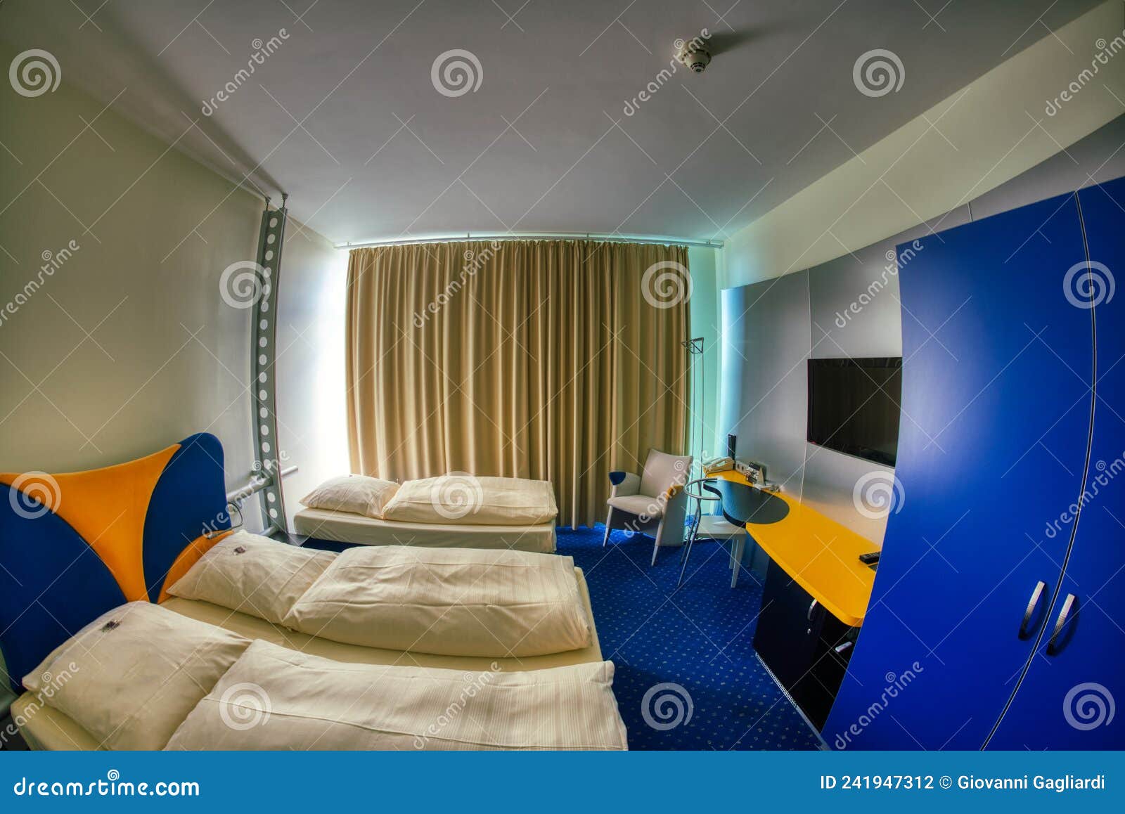 Tidy Empty Colorful Hotel Room Stock Photo - Image of indoors, slumber ...