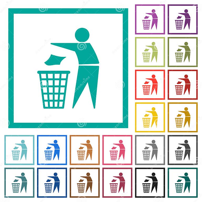 Tidy Man Solid Flat Color Icons with Quadrant Frames Stock Vector ...