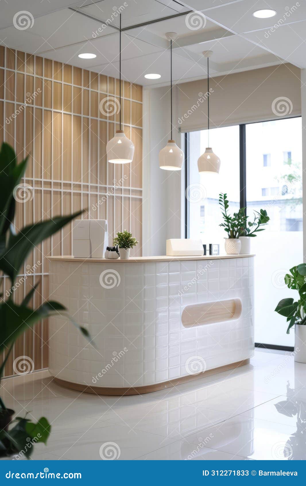 Tidy Reception Desk in a Modern Style. Generative AI Stock Image ...