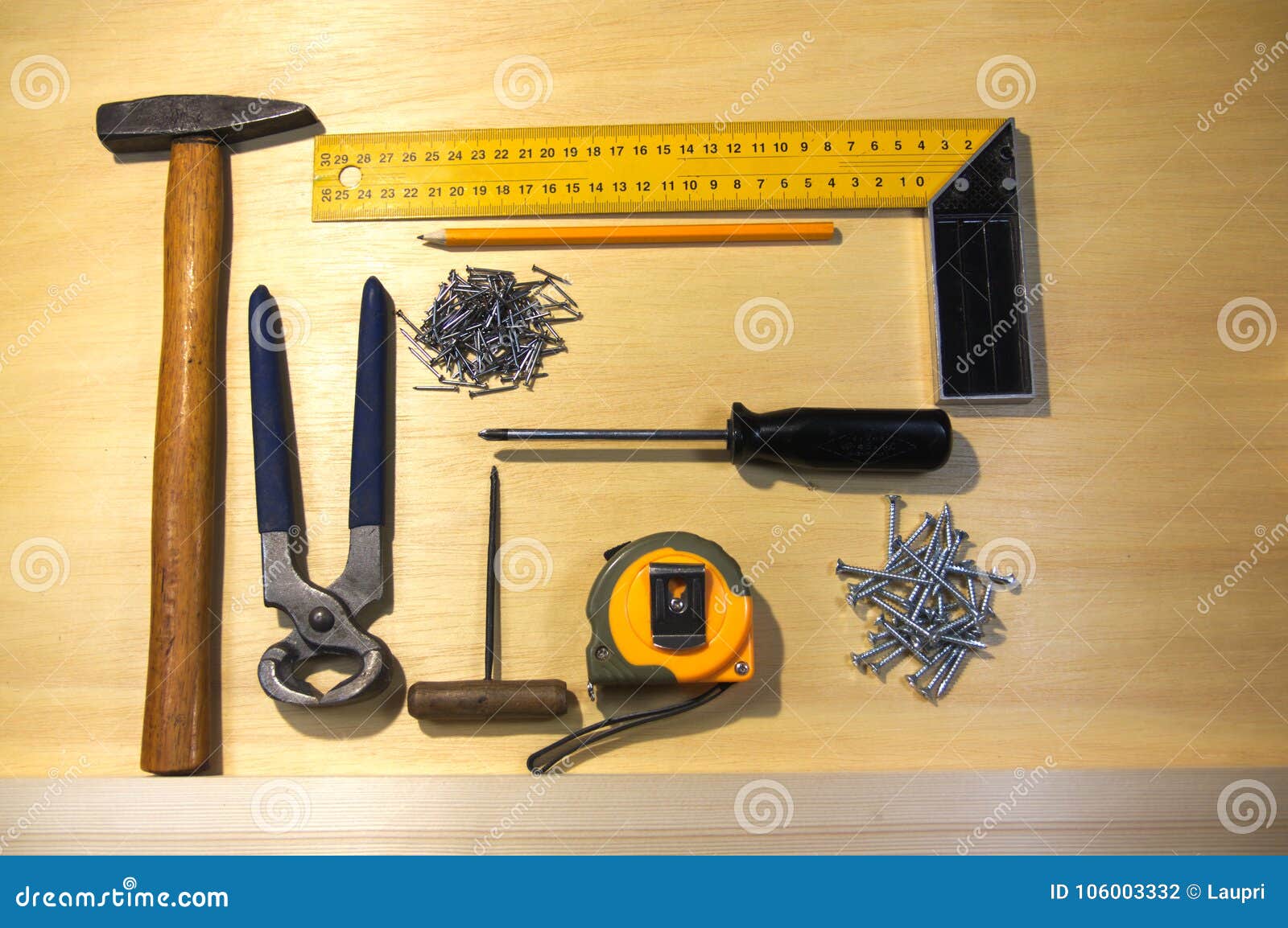 Tidy Set of Tools To Do Carpentry Work Stock Photo - Image of craft ...