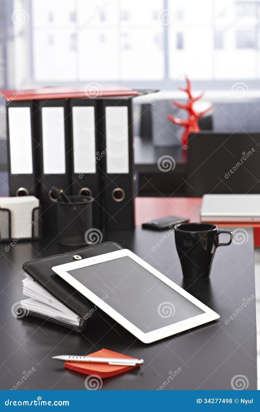 Workplace Of Tidy Professional Boss In Company Concept. Overhead Above ...