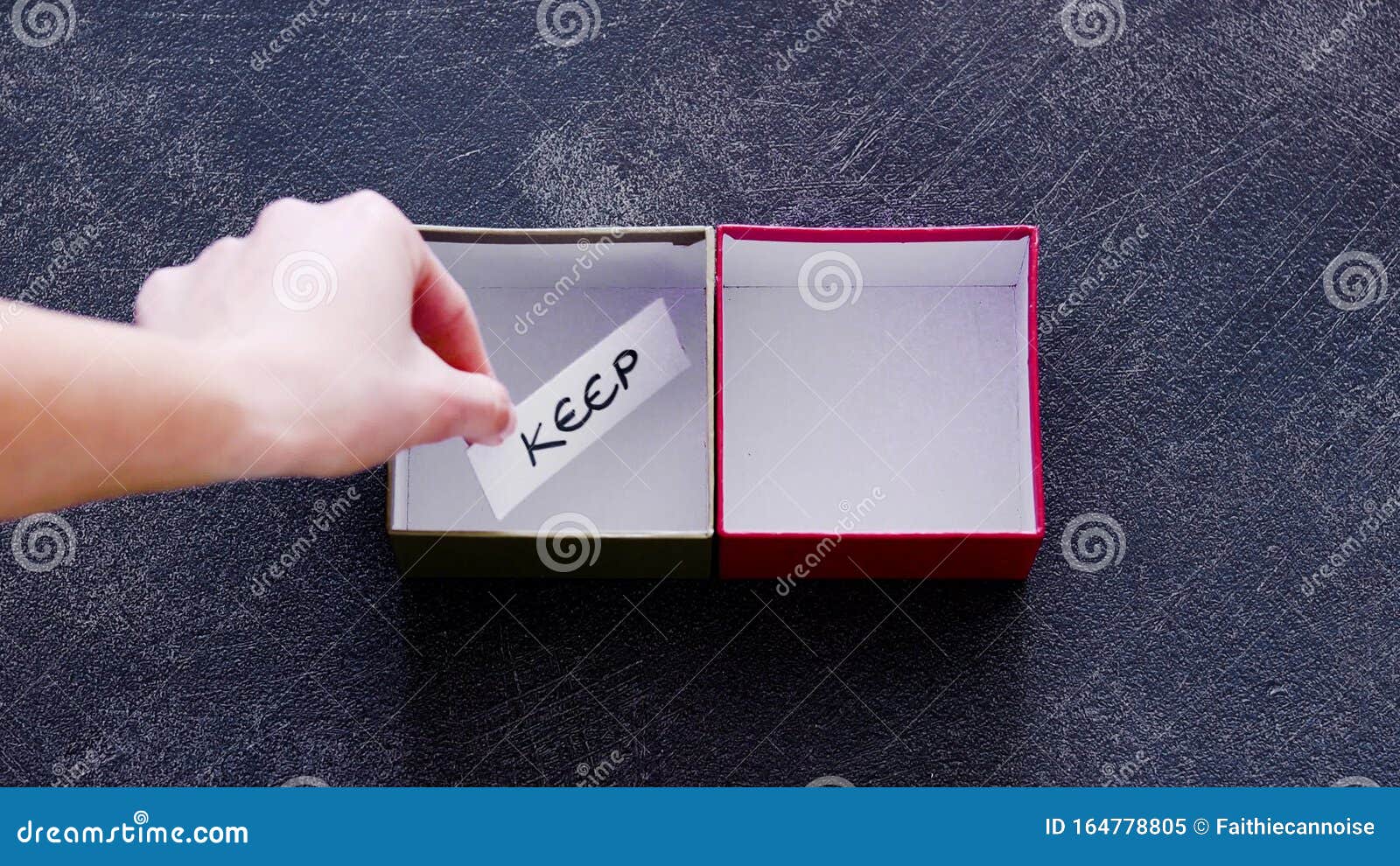 Tidying Up Concept, Hand Placing Keep and Declutter Labels in Storage ...