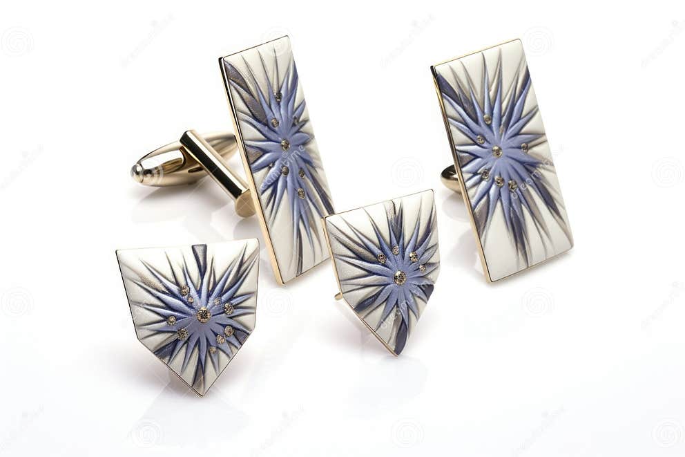 Tie and Cufflinks Set on a White Background Stock Image - Image of mens ...