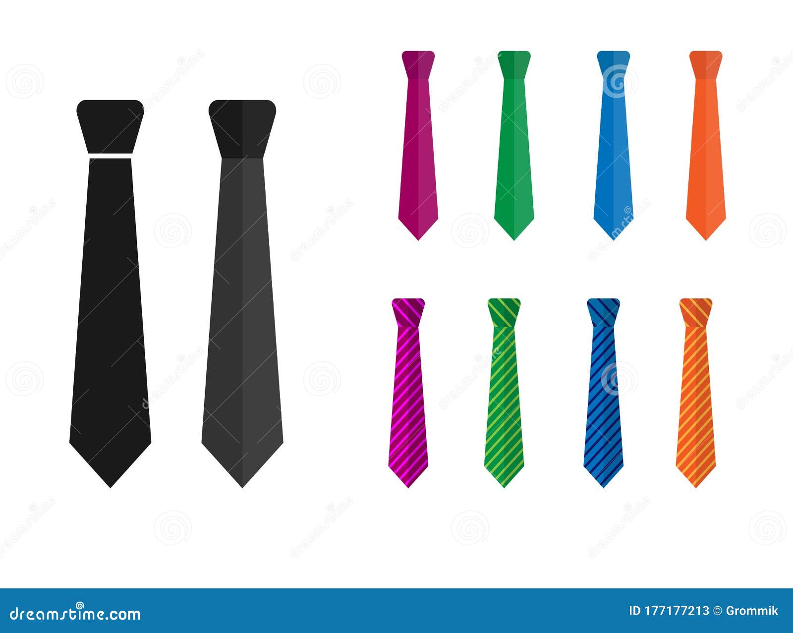 Tie Icon. Set of Vector Stock Color Illustrations, Flat Design Stock ...