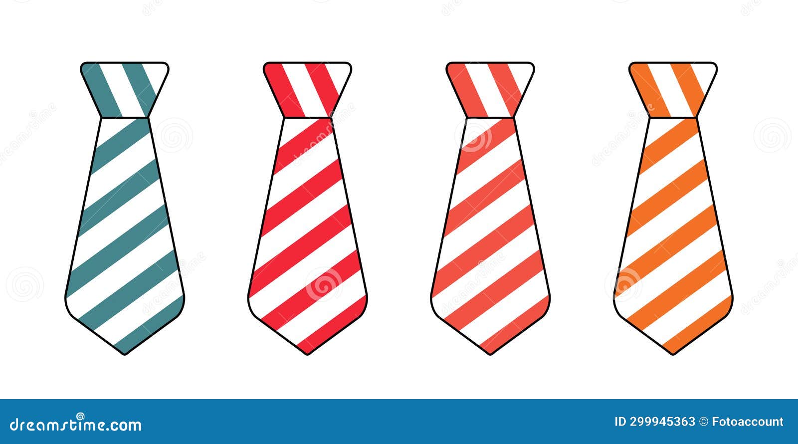 Tie Icons Set with Stripes Pattern - Vector Illustrations Isolated on ...