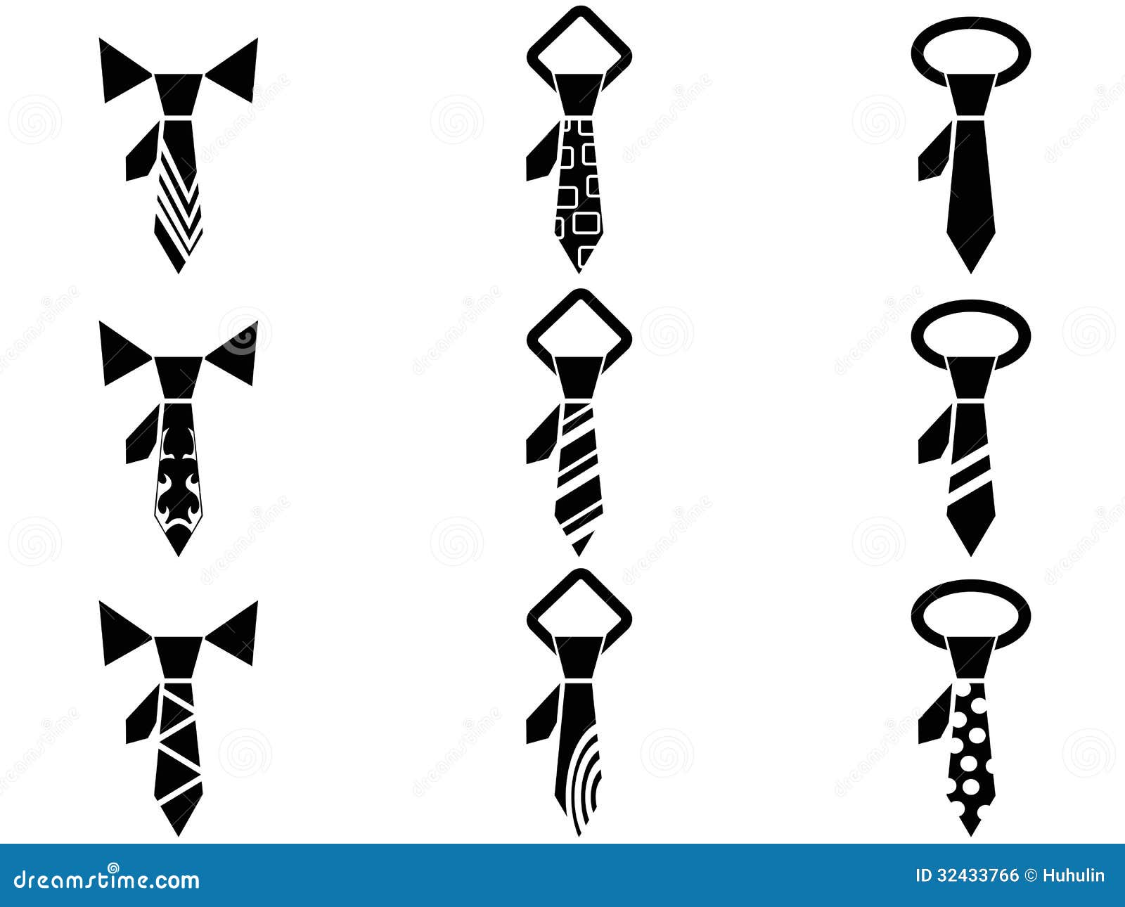 Tie icons set stock vector. Illustration of windsor, object - 32433766