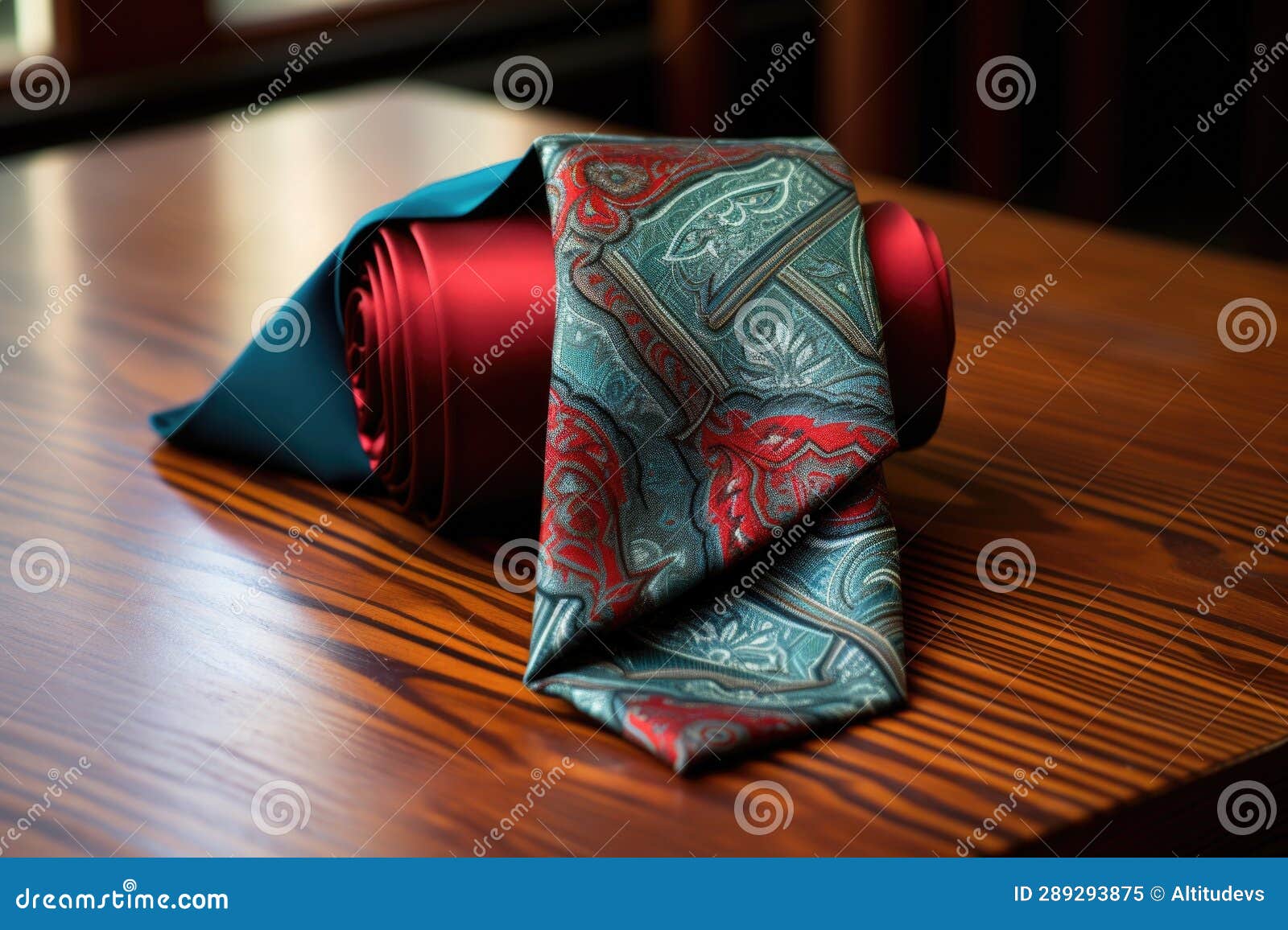 Tie and Matching Handkerchief Folded on a Table Stock Image - Image of ...