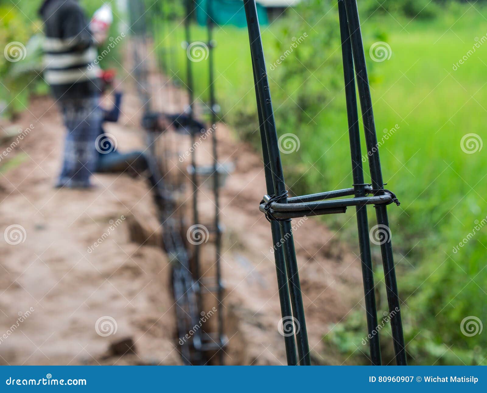 Tie Steel Fence on the Ground Stock Image - Image of manufacturing ...