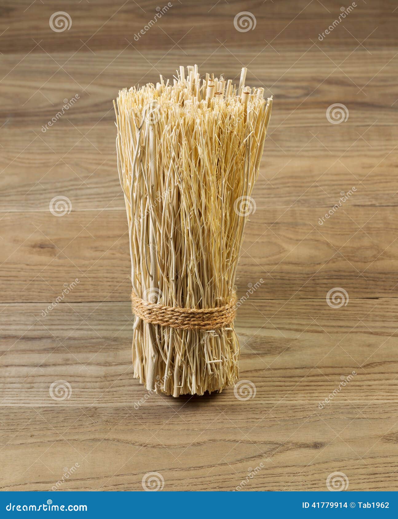 Tied Bundle of Straw on Rustic Wood Stock Photo - Image of wicker ...