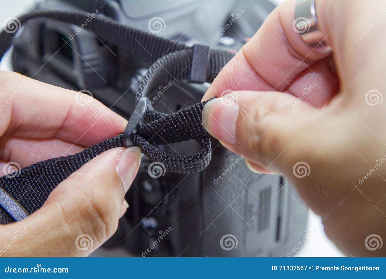 Tied the camera strap stock image. Image of case, retro - 71837567
